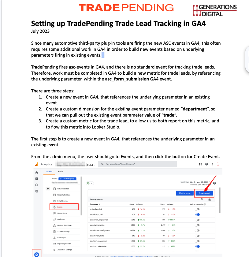 Setting up TP Trade Leads GA4