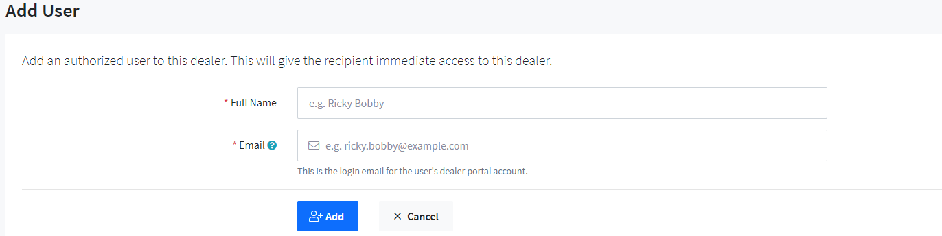 Payments - Adding and removing users from the dealer portal