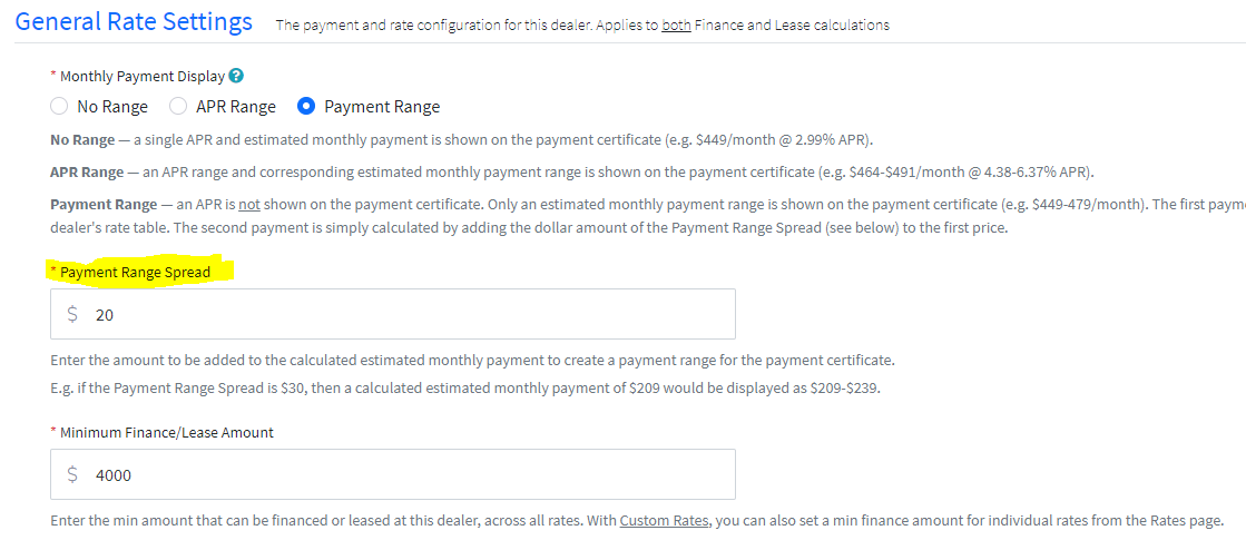 Payments - Updating Rates and Payments Spread