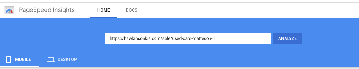 Checking Page Speed Load - Trade and Badges