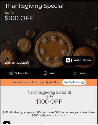Service Offers Seasonal Examples